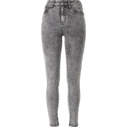 Bequeme Jeans Urban Classics "Urban Classics Damen Ladies High Waist Skinny Jeans", Damen, Gr. 29/32, L&auml;nge 32, schwarz, heavy, acid, washed, 98% Baumwolle, 2% Elasthan, unifarben, Jeans