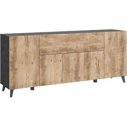 Sideboard Home Affaire, B:180cm H:76cm T:39cmmatera anthrazit, kastanie breslau, Holzwerkstoff, Wohnzimmer, Sideboards, "SIDEBOARD PHUKET II,