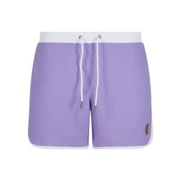 Badeshorts Urban Classics "Urban Classics Herren Retro Swimshorts", Herren, Gr. 5XL, US-Gr&ouml;&szlig;en, lavender, wei&szlig;, 100% Polyamid, Badehosen Badeshorts