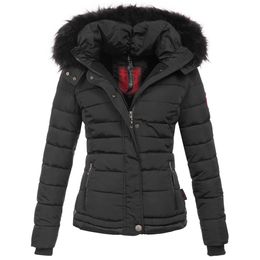 Navahoo Damen Steppjacke "Chloe", schwarz, Gr. XXL, Obermaterial: 100% Polyester; Innenseite: 100% Polyester; Futter: 100% Polyester; Fellimitat: 90%