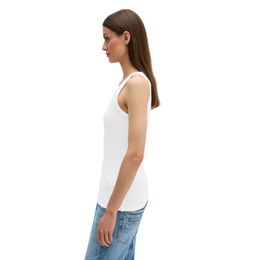 Marc O'Polo MARC O'POLO Damen T-Shirt "aus elastischem Rippjersey"wei&szlig;, Gr. XL, unifarben, Obermaterial: 97% Baumwolle, 3% Elasthan, Shirts