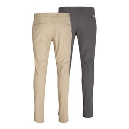 Jack & Jones JACK & JONES Herren Chinohose "SLIM FIT MARCO 2PCS", beige, Gr. 29, unifarben, Twill, Obermaterial: 98% Baumwolle, 2% Elasthan, Hosen