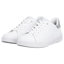 RIEKER SPORT Damen Sneaker, Gr. 41, wei&szlig;, Leder, Schuhe, in monochromer Optik, Freizeitschuh, Halbschuh, Schn&uuml;rschuh