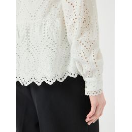Y.A.S Damen Spitzenbluse "YASHOLI LS TOP S. NOOS", wei&szlig;, Gr. XS, unifarben, Jersey, Obermaterial: 100% Baumwolle, Blusen