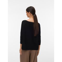 V&eacute;ro Moda VERO MODA Damen Strickpullover "VMNEW NORA 3/4 BOATNECK PULLOVER NOOS", schwarz, Gr. XS, unifarben, Strick, Obermaterial: 100% Baumwolle, Pullover
