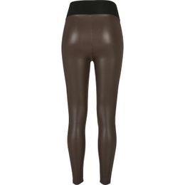 Urban Classics Damen Leggings "Urban Classics Damen Ladies Faux Leather High Waist Leggings"braun, Gr. M, unifarben, 91% Polyester, 9% Elasthan, Hosen