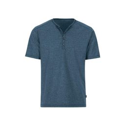 TRIGEMA Damen T-Shirt "TRIGEMA T-Shirt mit Knopfleiste DELUXE Baumwolle", blau, Gr. S, Single Jersey, 100% Baumwolle, Shirts