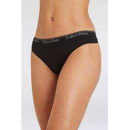 Damen T-String "THONG", Calvin Klein Underwear, Gr. M, schwarz, Obermaterial: 83% Lyocell, 15% Polyamid, 2% Elasthan, unifarben, Unterhosen, mit