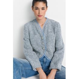 RICHROYAL Damen Strickjacke, blau, Gr. L, Web, Obermaterial: 60% Schurwolle, 13% Polyacryl, 10% Baumwolle, 10% Polyester, 5% Polyamid, 2% Seide,
