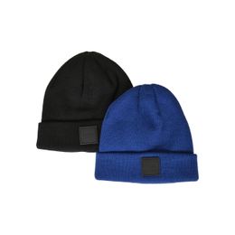 Urban Classics Kinder Beanie "Urban Classics Damen Logopatch Beanie Kids 2-Pack"schwarz, royalblau, Gr. 158, Kunstfaser, M&uuml;tzen