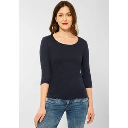 Street One Damen 3/4-Arm-Shirt "Style Pania", blau, Basic, Gr. 40, unifarben, Jersey, Obermaterial: 50% Baumwolle, 50% Modal, Shirts, mit extra