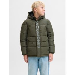 Jack & Jones Jungen Steppjacke "JCOSPEED PUFFER SN JNR"duffel bag detail:tone in tone logo chest, Gr. 176, JACK & JONES JUNIOR, unifarben mit Farbeinsatz, Web,