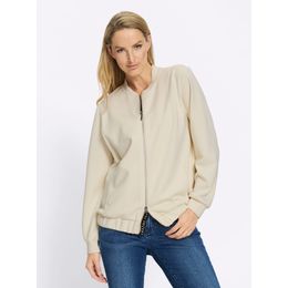 Heine Damen Shirtjacke "Jersey-Jacke", beige, Gr. 38, gemustert, mehrfarbig, unifarben, 50% Modal, 44% Polyester, 6% Elasthan, Shirts