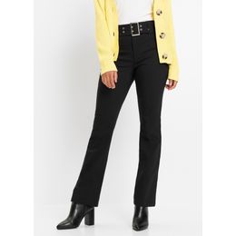 bonprix Damen Stretch-Hose, schwarz, Gr. 50, Obermaterial: 51% Baumwolle, 46% Polyester, 3% Elasthan, Hosen, aus Baumwolle, Polyester und Elasthan,