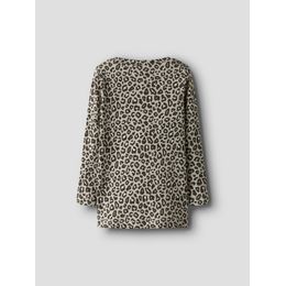 name it M&auml;dchen Langarmshirt "NMFLEOANA XSL LS TOP", braun, Gr. 98, bedruckt, Jersey, Obermaterial: 57% Baumwolle, 38% Modal, 5% Elasthan, Shirts
