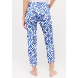 Angels Damen 7/8-Hose "ORNELLA", blau, Gr. 38, gemustert, Web, Obermaterial: 97% Baumwolle, 3% Elasthan, Hosen