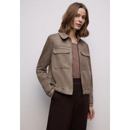 Street One Damen Lederimitatjackelight terra mocha, Gr. 46, unifarben, Stoff, 92% Polyester, 8% Elasthan, Jacken, in Velours-Optik