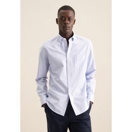 Seidensticker Herren Businesshemd, blau, Gr. 39, unifarben, 100% Baumwolle, Hemden, Slim 1/1 Button-Down-Kragen Uni
