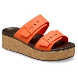 Crocs Damen Keilpantolette "Brooklyn Cork Buckle", Gr. 38, orange, Croslite , Schuhe, Keilsandale, Plateausandale mit LiteRide Schaumfu&szlig;bett