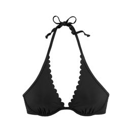 Lascana Damen B&uuml;gel-Bikini-Top "Scallop", schwarz, Gr. 36, unifarben, Microfaser, Microfaser, Bikini-Oberteile, mit gelaserter Wellenkannte