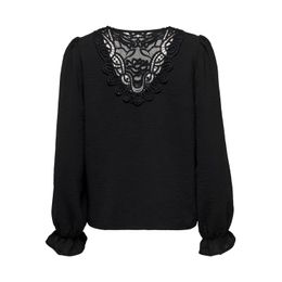 Only Damen Spitzenbluse "ONLMETTE L/S LACE TOP WVN"schwarz, Gr. XS, unifarben, Web, Obermaterial: 100% Polyester, Blusen, Kunstfaser, regular fit