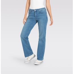 MAC Damen Bootcut-Jeans "LAURA", blau, Gr. 46, Denim/Jeans, Obermaterial: 91% Baumwolle, 7% Elastomultiester, 2% Elasthan, Jeans