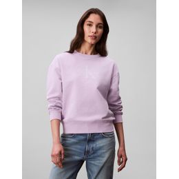 Damen Sweatshirt "LS MONOLOGO FRENCH TERRY RLXD CR"lavender blush, Gr. XXL, Calvin Klein Jeans, unifarben, Web, Obermaterial: 86% Baumwolle, 14%