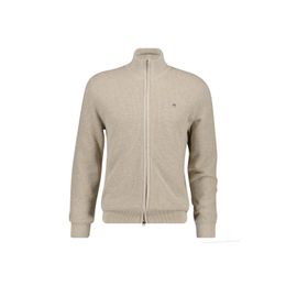 Gant Herren Sweatshirt "Strickjacke MICRO TEXTURED COTTON ZIP CARDIGAN 1er Pack", beige, Gr. M, Obermaterial: 100% Baumwolle CO., Sweatshirts