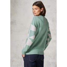 Cecil Damen Strickpullover, gr&uuml;n, Gr. XXL, gemustert, Web, 37% Baumwolle, 34% Polyacryl, 26% Polyester, 3% Elasthan, Pullover, im soften Baumwoll-Mix