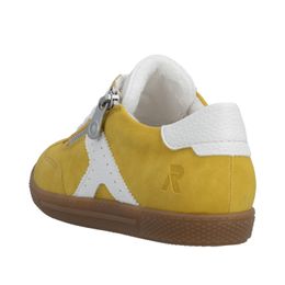 Rieker Damen Sneaker, Gr. 39senf, wei&szlig;, Lederimitat, Nubuklederimitat, unifarben mit Farbeinsatz, Schuhe, Halbschuh, Freizeitschuh, Schn&uuml;rschuh mit