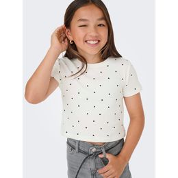 KIDS Only M&auml;dchen T-Shirt "KOGBELLA LIFE SHORT AOP S/S TOP JRS NOOS", wei&szlig;, Gr. 122, Minimalmuster, bedruckt, Feinripp, Obermaterial: 95% Baumwolle,