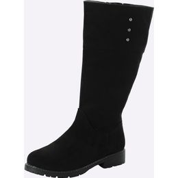 sheego Damen Weitschaftstiefel, Gr. 40, schwarz, Polyester, Schuhe
