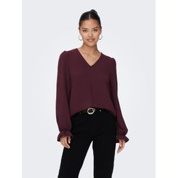 Only Damen Spitzenbluse "ONLMETTE L/S LACE TOP WVN"port royale, Gr. S, unifarben, Web, Obermaterial: 100% Polyester, Blusen, Kunstfaser, regular fit