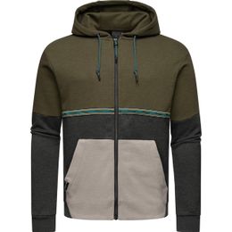 Ragwear Herren Kapuzensweatjacke "Blocky", gr&uuml;n, Basic, Gr. M, Sweatware, Obermaterial: 70% Baumwolle, 30% Polyester, Sweatjacken, Herren Basic