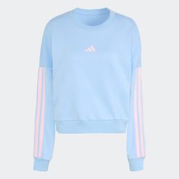 Damen Sweatshirt "ESSENTIALS 3-STREIFEN FRENCH TERRY"glow blau, clear pink, Gr. XL, adidas Sportswear, Obermaterial: 55% Baumwolle, 36% Polyester, 9%