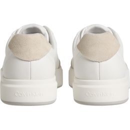 Damen Sneaker "BASKET CUPSOLE LACEUP LTH MIX", Calvin Klein Jeans, Gr. 39wei&szlig;, beige, Leder, Lederimitat, unifarben mit Farbeinsatz, Schuhe,