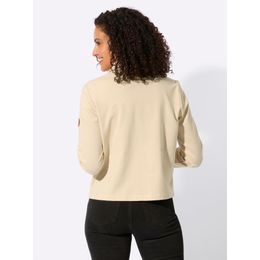 Casual Looks Damen Shirtjacke "Sweatjacke", beige, Gr. 48, unifarben, 100% Baumwolle, Shirts