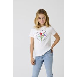 KIDS Only M&auml;dchen T-Shirt "KOGEMMA REG S/S FLOWER TOP BOX JRS"cloud dancer, Gr. 110, bedruckt, bestickt, unifarben, Jersey, Obermaterial: 100%