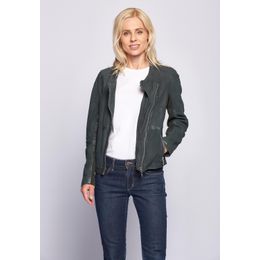 Maze Damen Lederjacke "Linden", blau, Gr. S, Obermaterial: 100% Lammnappaleder. Futter: 100% Polyester. Strickmaterial: 95% Baumwolle, 5% Elastan,