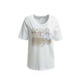 Milano Italy Damen Rundhalsshirt, wei&szlig;, Gr. XL, Glitzermuster, bedruckt, Single Jersey, Material: 50% Baumwolle, 50% Modal, Shirts, mit Baumwolle