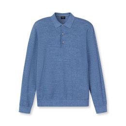 OLYMP Herren Polokragenpullover, blau, Gr. XL, Strick, Obermaterial: 100% Baumwolle, Pullover, strukturiert, normale Passform