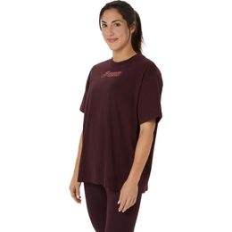 asics Damen Laufshirt "asics LOGO TEE"schwarz currant, Gr. S, Obermaterial: 60% Baumwolle, 40% Polyester, Shirts