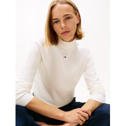 Tommy Jeans Damen Rollkragenpullover "TJW ESSENTIAL TRTLNK SWEATER", wei&szlig;, Gr. XS, unifarben, Strick, Obermaterial: 100% Baumwolle, Pullover