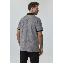 Street One MEN Herren Poloshirt, grau, Gr. M, gemustert, Web, 100% Baumwolle, Shirts, aus reiner Baumwolle