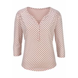Lascana Damen Blusenshirt "mit Knopfleiste", rosa, Gr. 36, gemustert, Single Jersey, Obermaterial: 65% Polyester (REPREVE), 35% Viskose, Shirts, aus