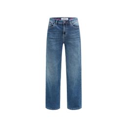 SOCCX Damen Regular-fit-Jeanssaltwater blau, Gr. 31, Abriebeffekte, Denim/Jeans, Material: 72% Baumwolle, 27% Polyester, 1% Elasthan, Zusatz: Enth&auml;lt