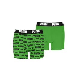 Boxershorts Puma "Puma BOYS EVERYDAY LOGO PRINT BOXERS 2P", Jungen, Gr. 134/140, gr&uuml;n, schwarz, Jersey, Obermaterial: 95% Baumwolle, 5% Elasthan, normal, Unterhosen, mit breitem Logobund