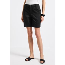 Street One Damen Bermudas, schwarz, Gr. 36, unifarben, Web, 97% Baumwolle, 3% Elasthan, Hosen, 4-Pocket Style