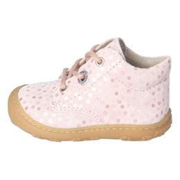 Baby Lauflernschuh "DOTS WMS: Mittel", Pepino BY RICOSTA, Gr. 19, rosa, Leder, metallic, Schuhe, Schn&uuml;rschuh m. Weiten-Me&szlig;system, Leder,