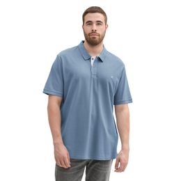 Tom Tailor PLUS Herren Poloshirtchina blau, Gr. 4XL, bestickt, unifarben, Piqu&eacute;, Obermaterial: 100% Baumwolle, Shirts, mit Logo-Stickerei
